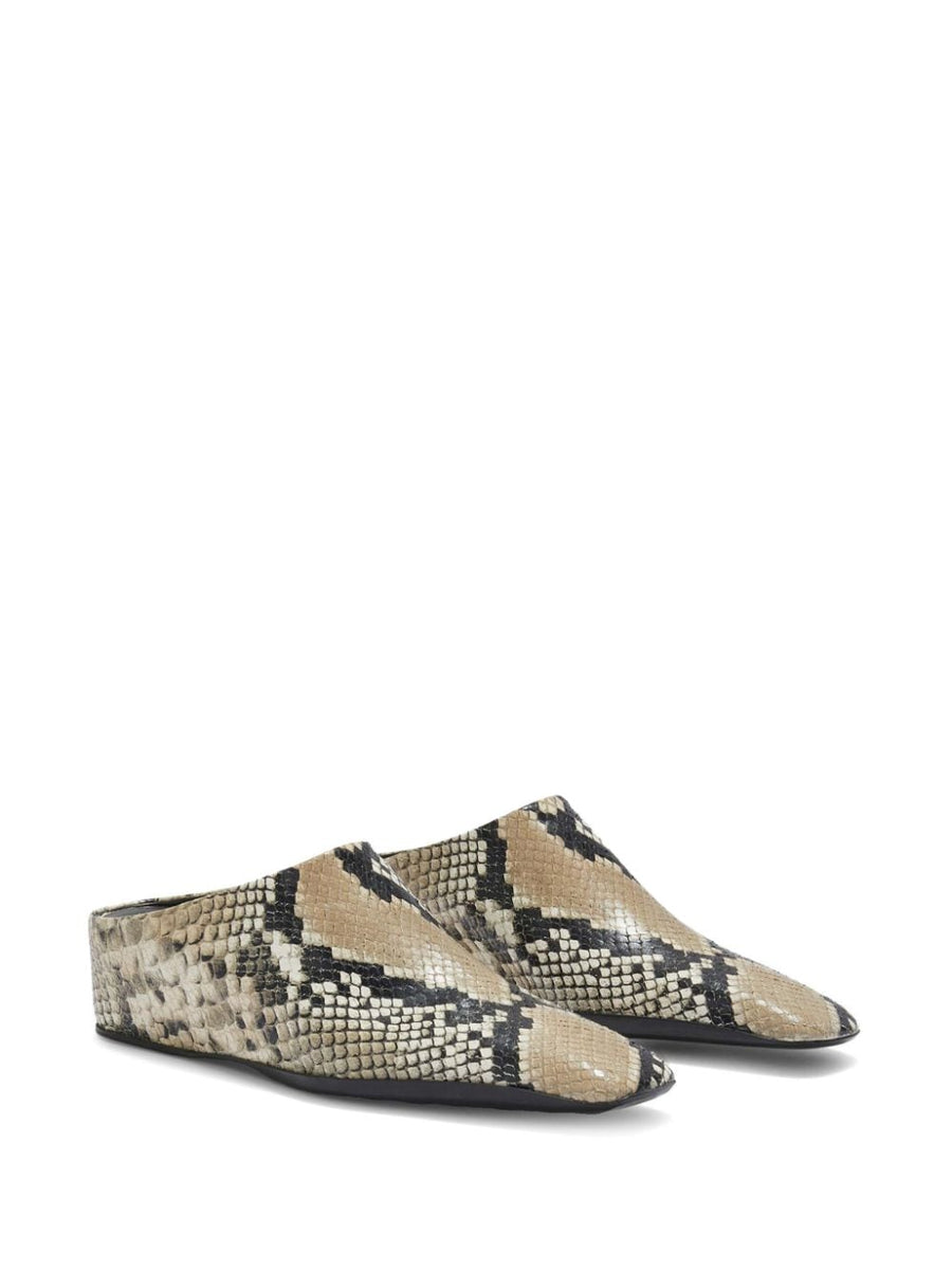 Jil Sander Leather Mule With Python Print | Balardi
