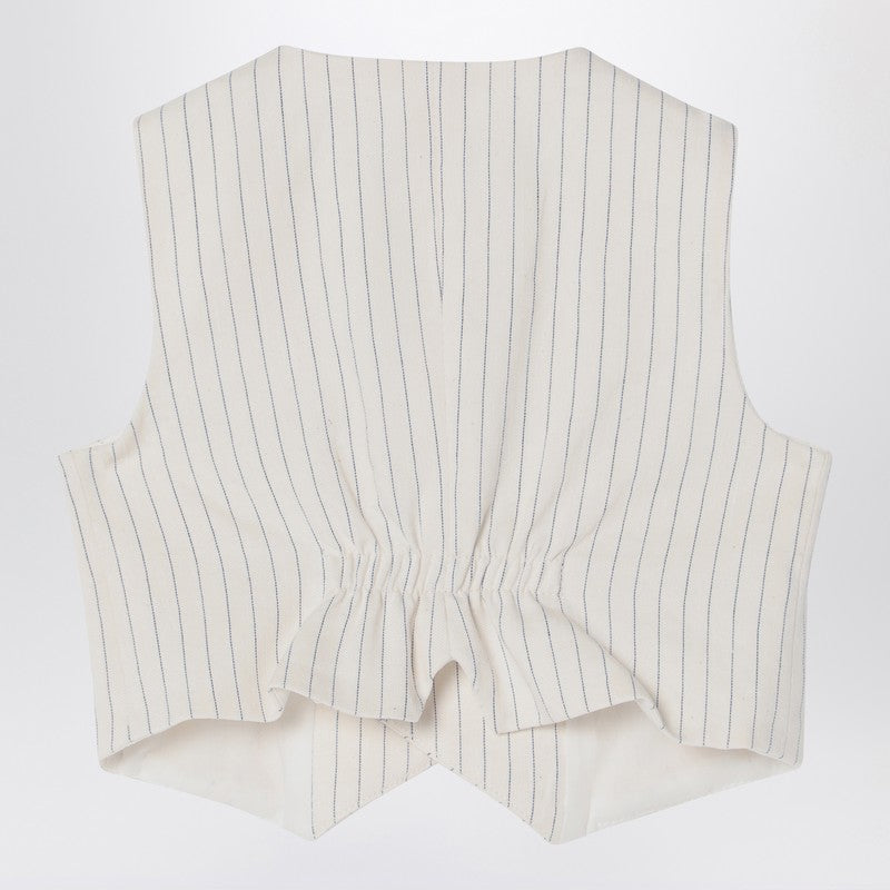 Il Gufo Double Breasted Vest In Pinstriped Cotton | Balardi