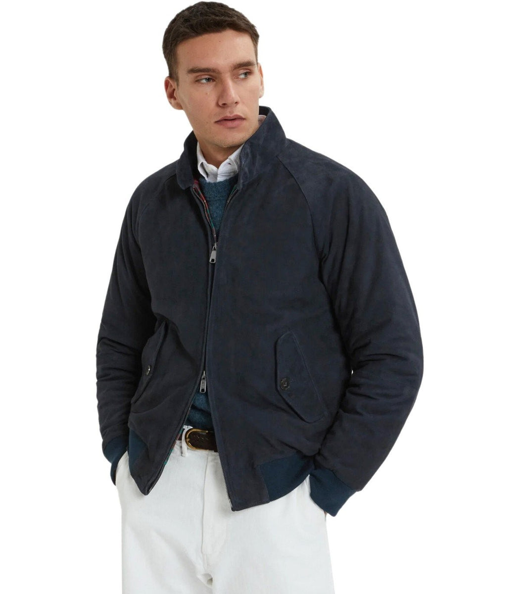 Baracuta G9 Suède Navy Blue Bomber Jacket | Balardi