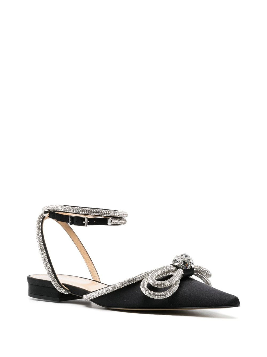 Mach & Mach Pre Double Bow Satin Slingback Ballet Flats | Balardi