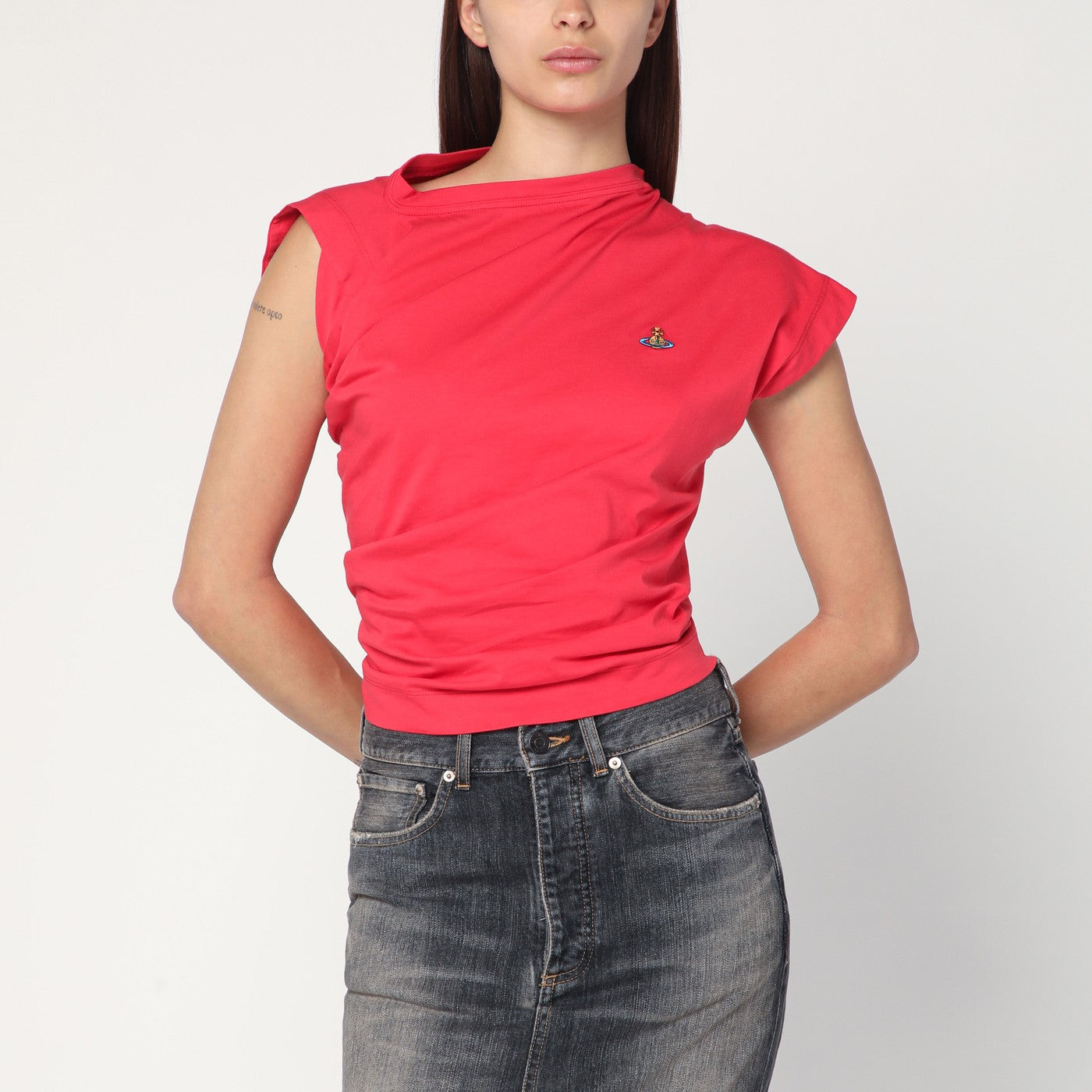 Vivienne Westwood Asymmetric Red T Shirt With Orb Logo – Balardi