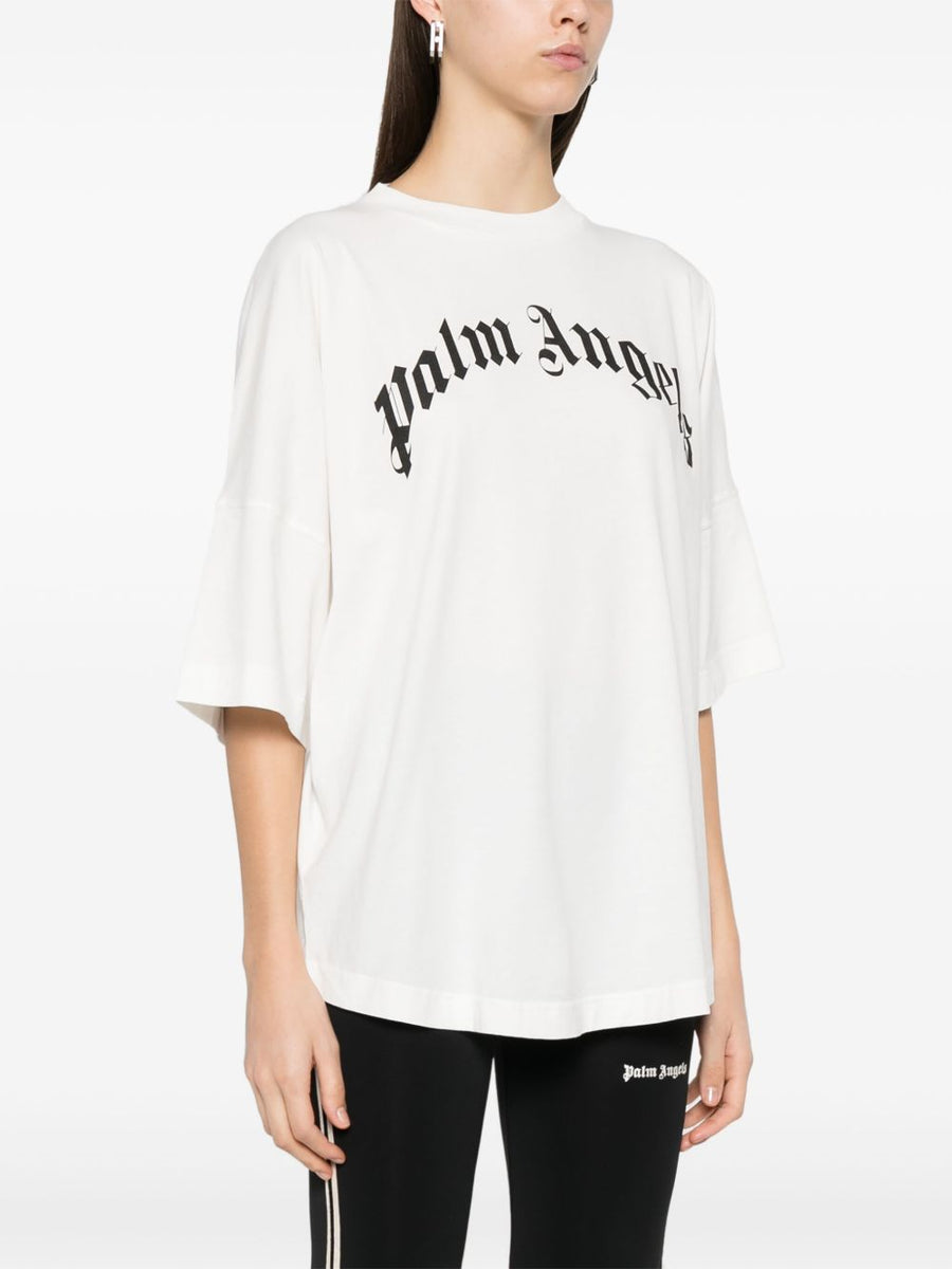 Palm Angels Curved Logo Cotton T Shirt | Balardi