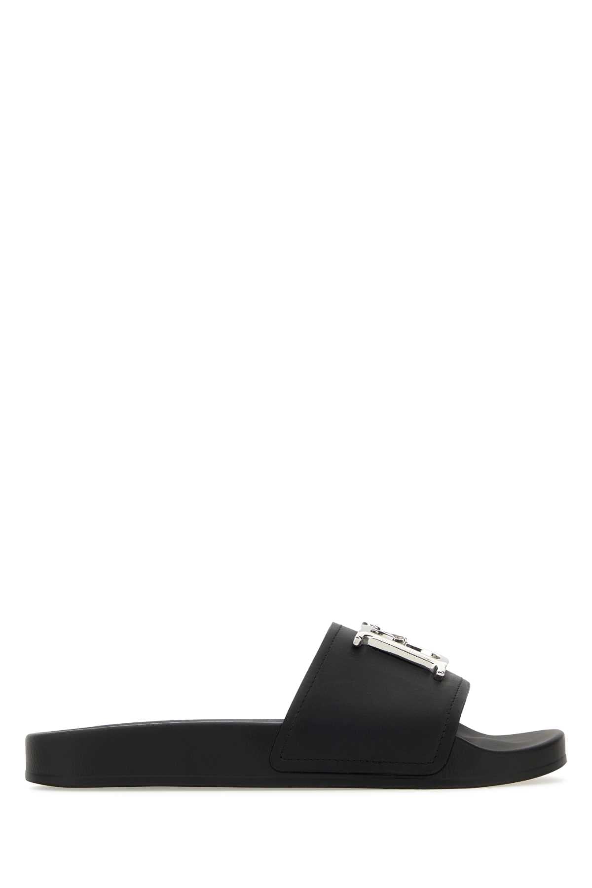 Dsquared Black Leather D2 Statement Slippers – Balardi