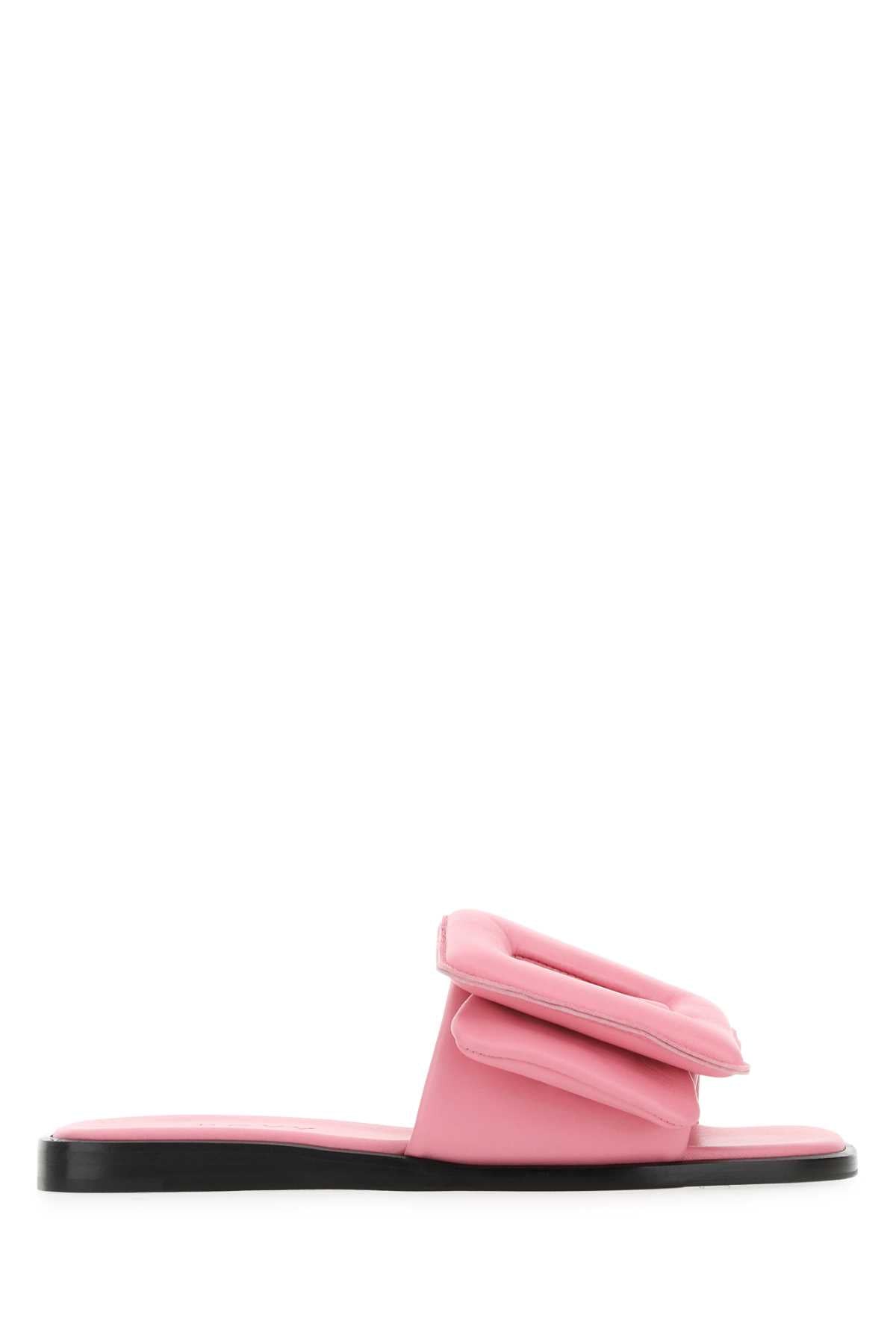 Boyy Pink Leather Puffy Slippers – Balardi