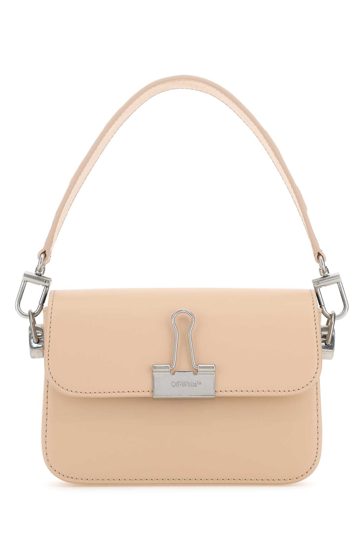 Off White Light Pink Leather Small Plain Binder Handbag – Balardi