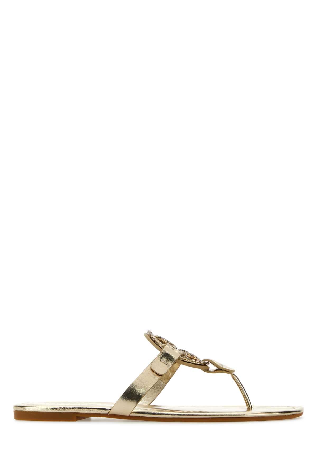 Tory Burch Gold Leather Miller Thong Slippers – Balardi