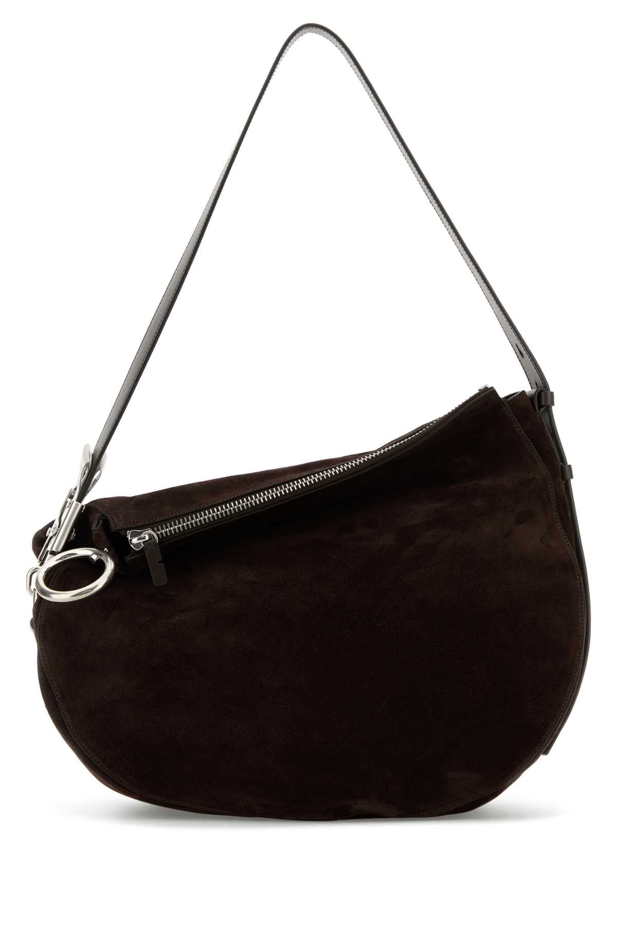 Burberry Chocolate Suede Medium Knight Shoulder Bag – Balardi