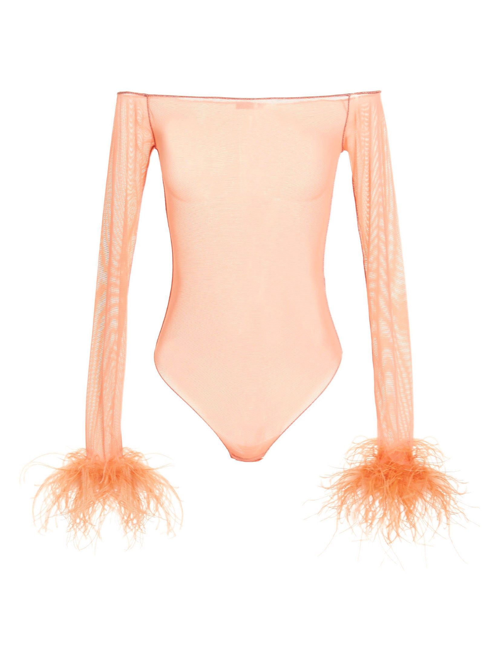 Osèree Feather Transparent Mesh Bodysuit – Balardi