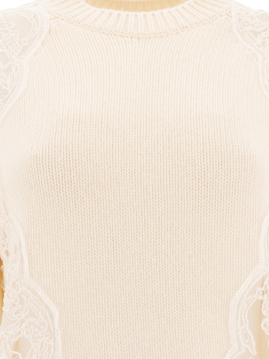 Elie Saab Sweater With Lace Inserts | Balardi
