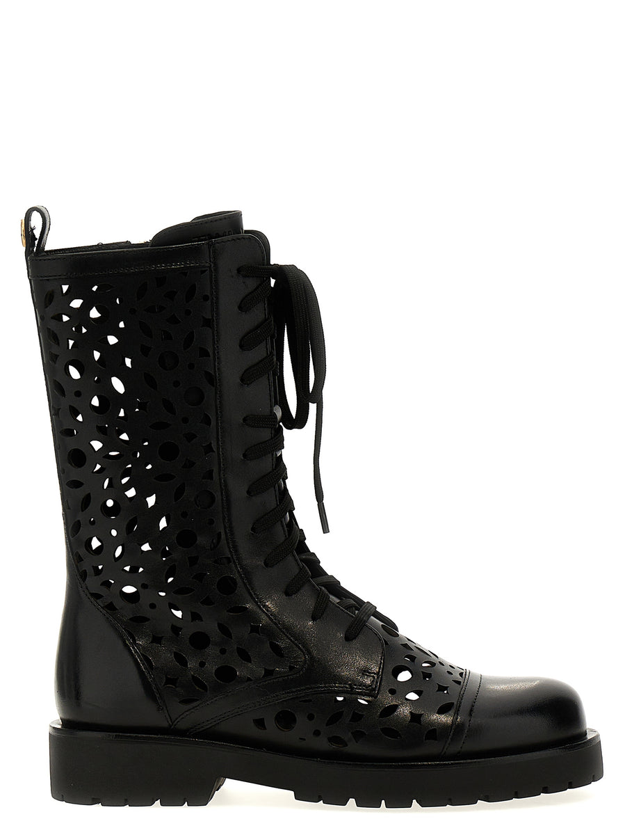 Twin Set Openwork Leather Combat Boots | Balardi
