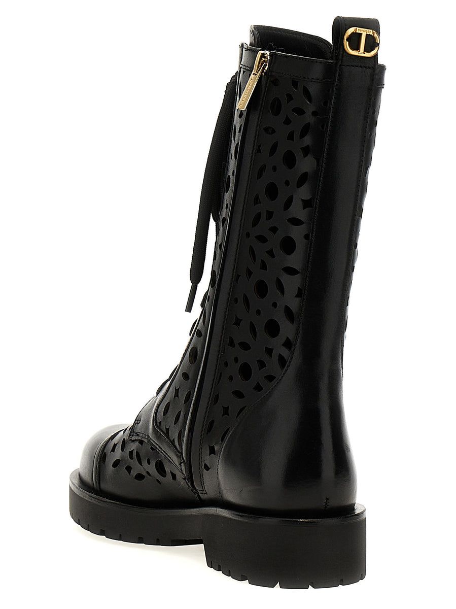 Twin Set Openwork Leather Combat Boots | Balardi