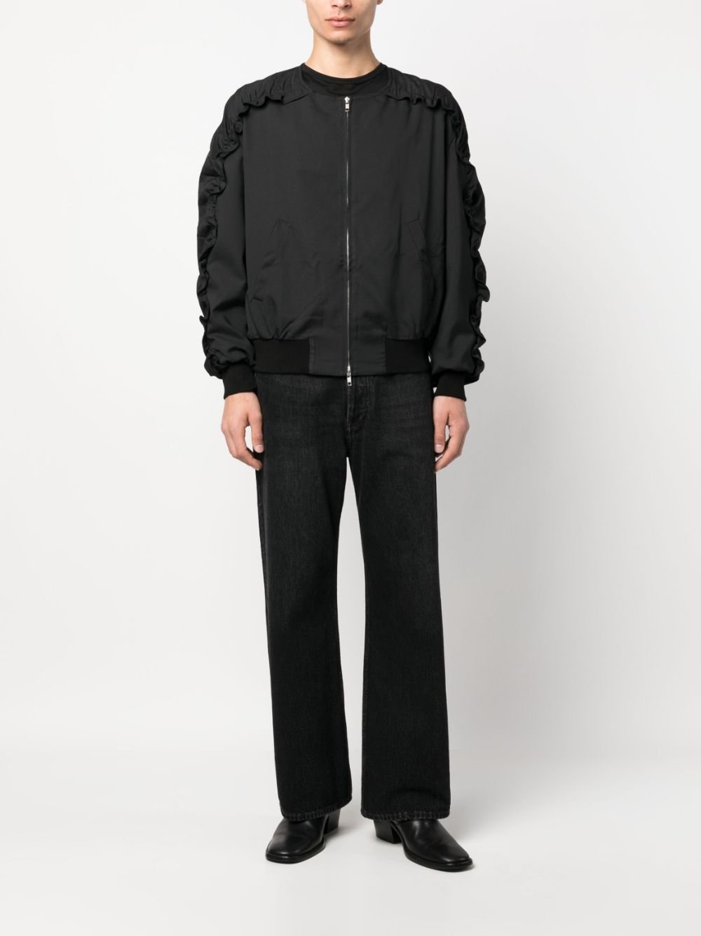 Random Identities Bomber With Ruffled Sleeve – Balardi
