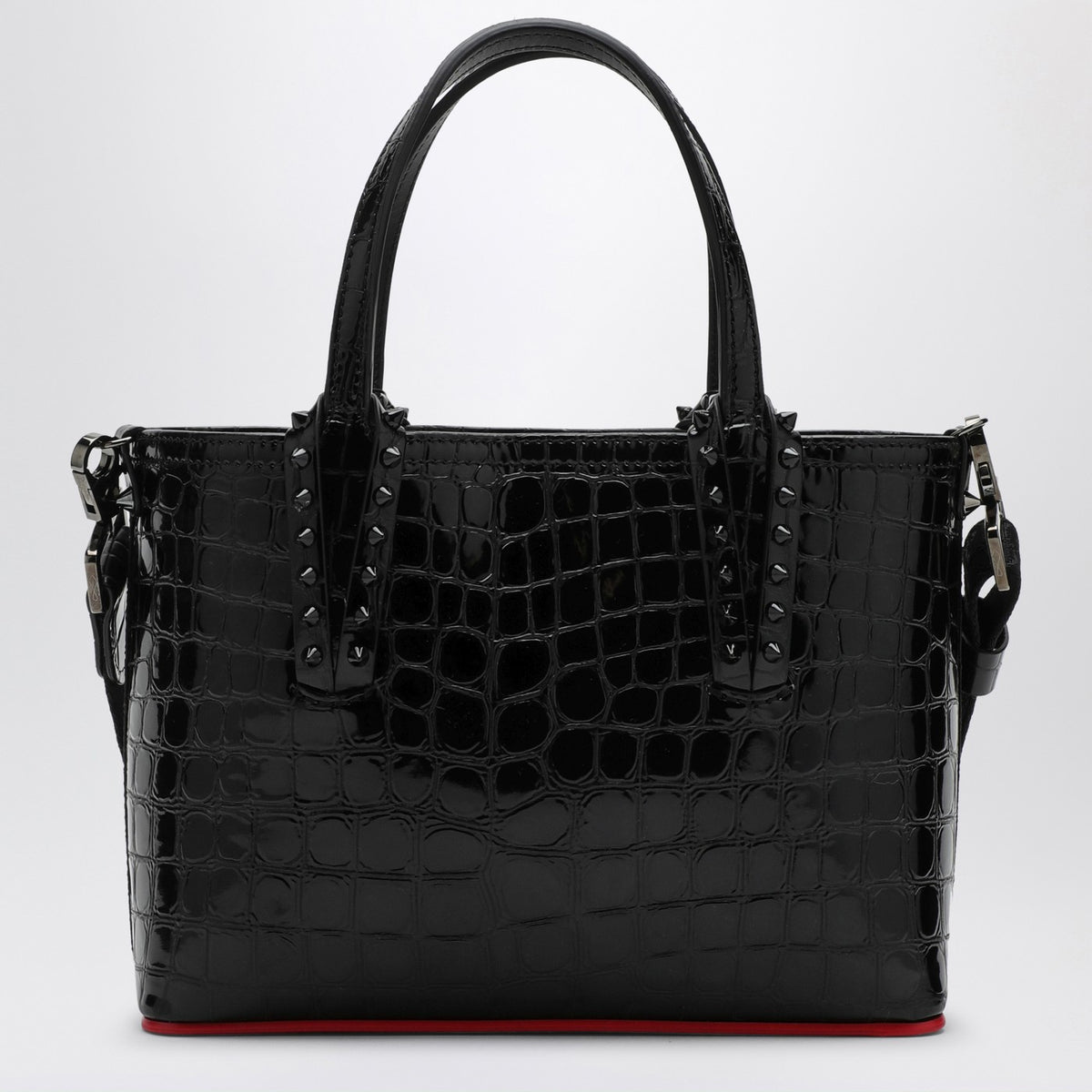 Christian Louboutin Black Handbag In Crocodile Effect Patent Leather ...