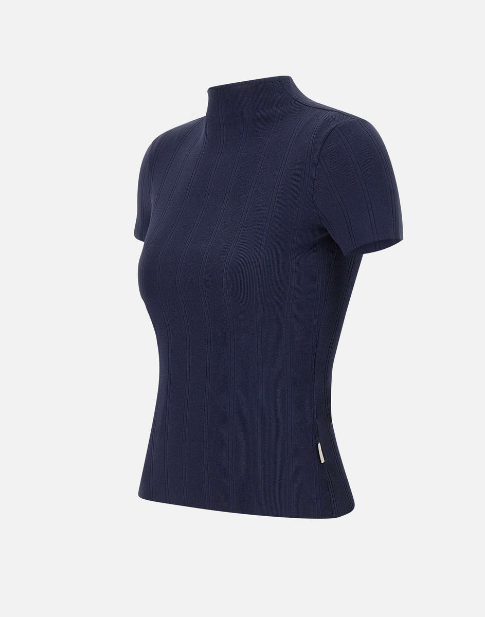 Remain Blue Viscose Blend Sweater With Collar | Balardi