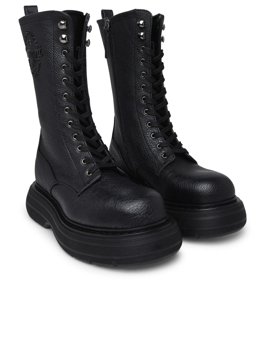 Chiara Ferragni 'Ghirls' Black Hammered Lear Amphibious Boots | Balardi
