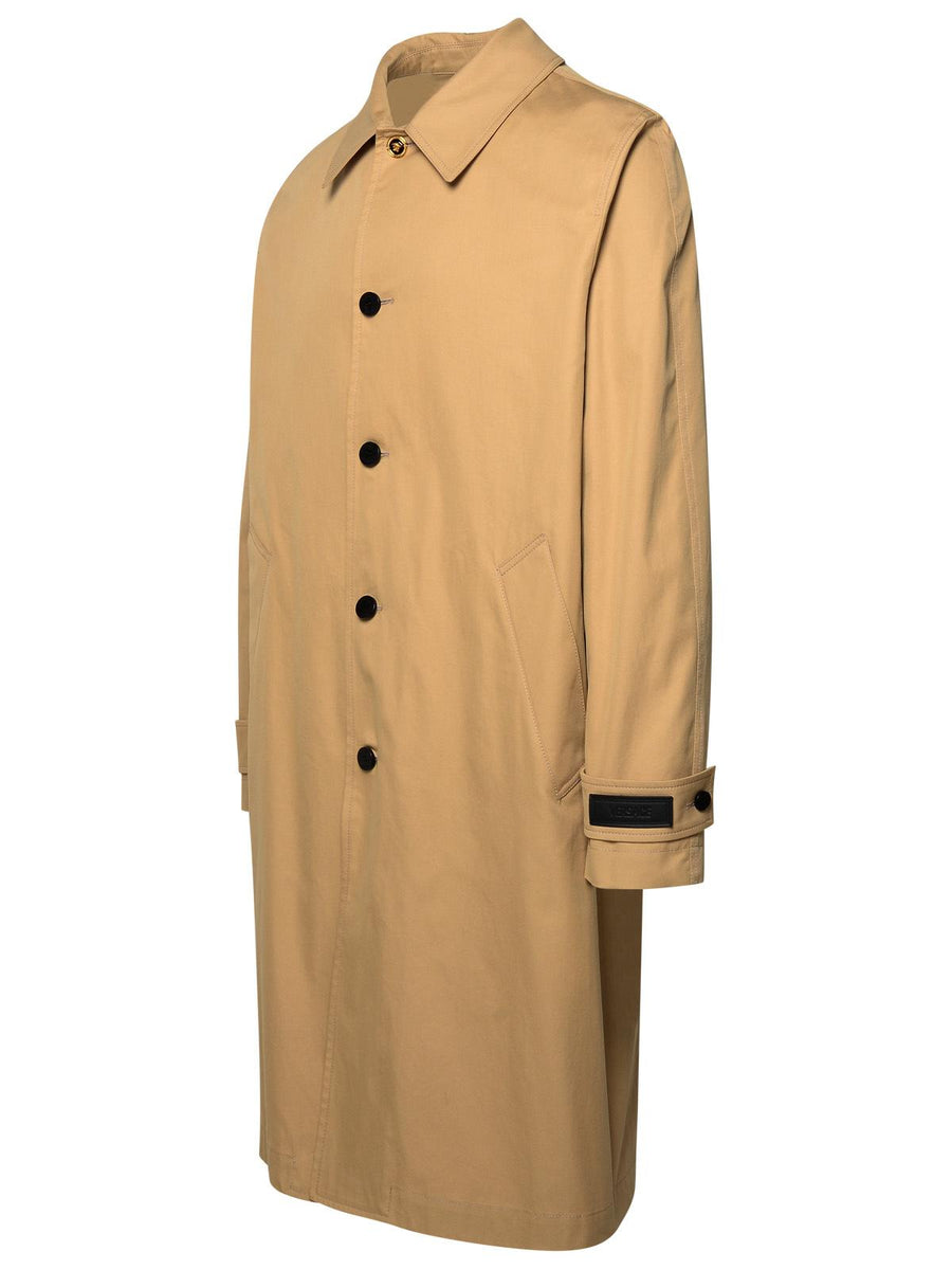 Versace 'Barocco' Beige Cotton And Silk Trench Coat | Balardi