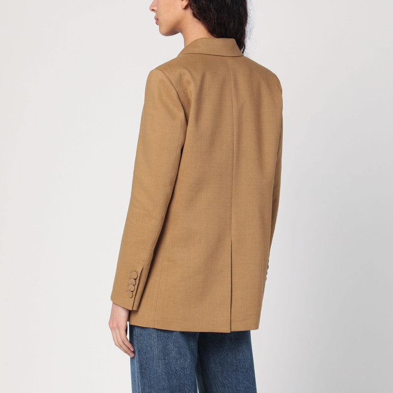 Blazé Milano Hazel Colored Double Breasted Jacket In Linen Blend | Balardi