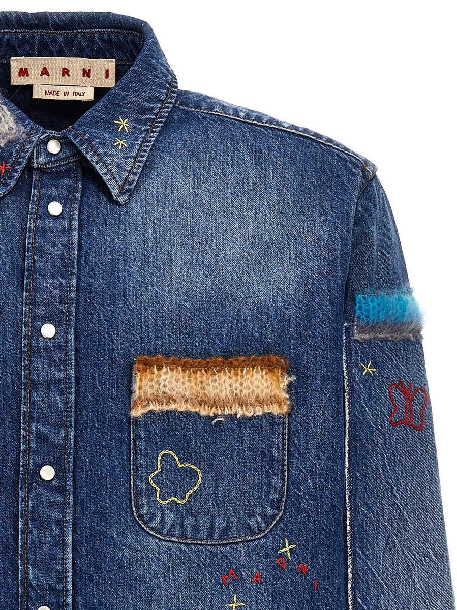 Marni Denim Shirt, Embroidery And Patches | Balardi