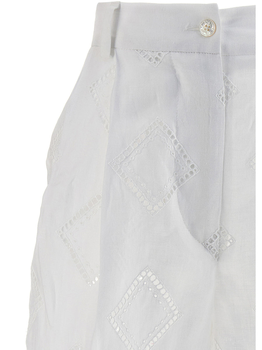 Kiton Embroidered Linen Bermuda Shorts | Balardi