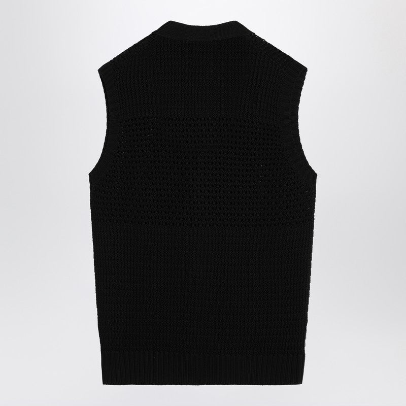 Tagliatore Black Perforated Cotton Vest | Balardi