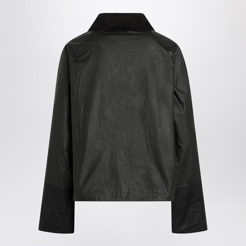 Barbour Alma Jacket In Waxed Olive Green Cotton | Balardi