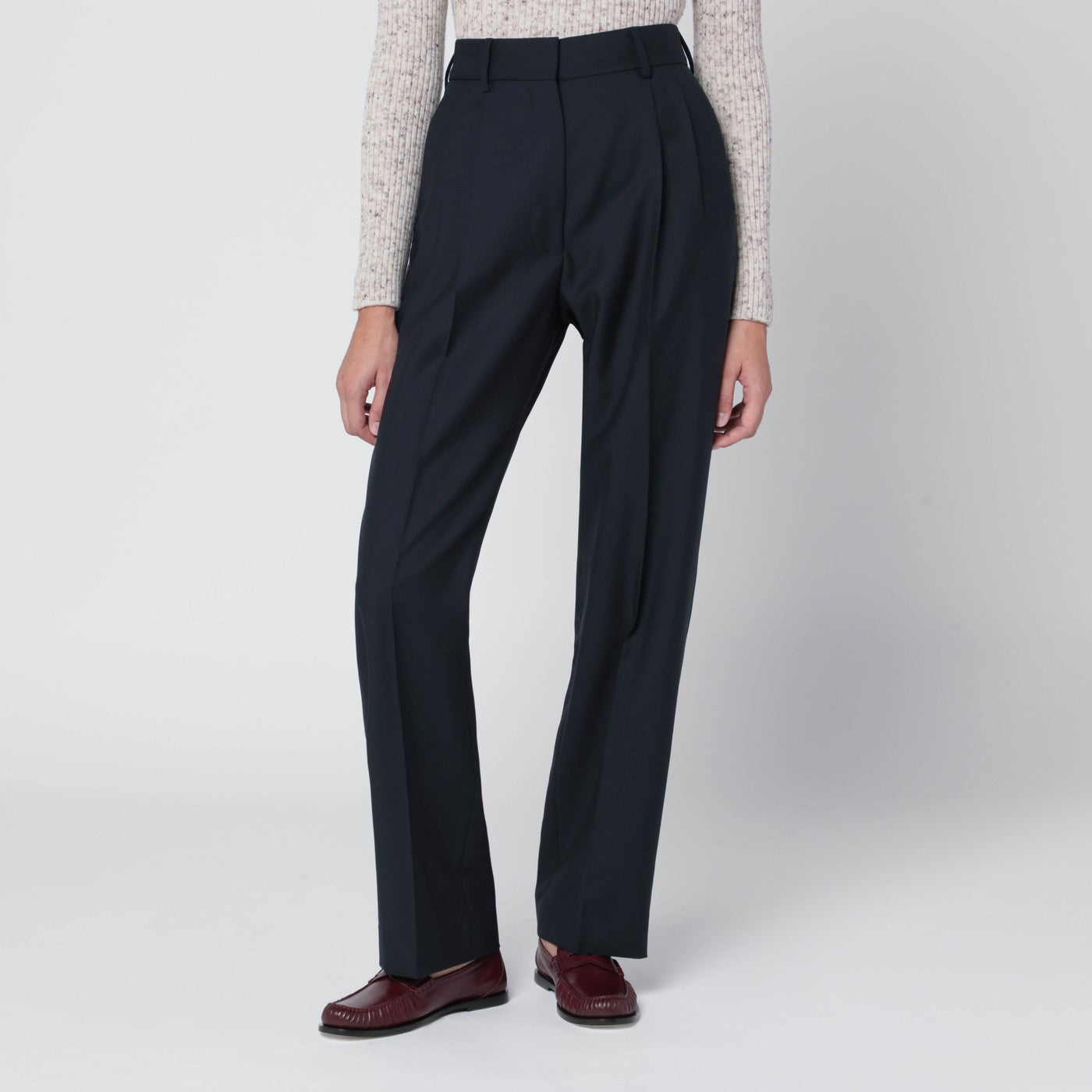 Blazé Milano First Class Pants In Navy Blue Wool And Mohair – Balardi