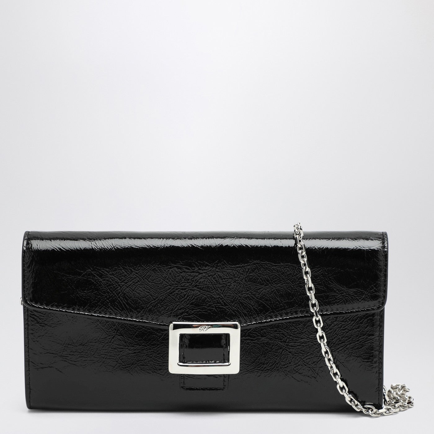 Roger Vivier Belle Vivier Black Patent Leather Wallet With Chain – Balardi