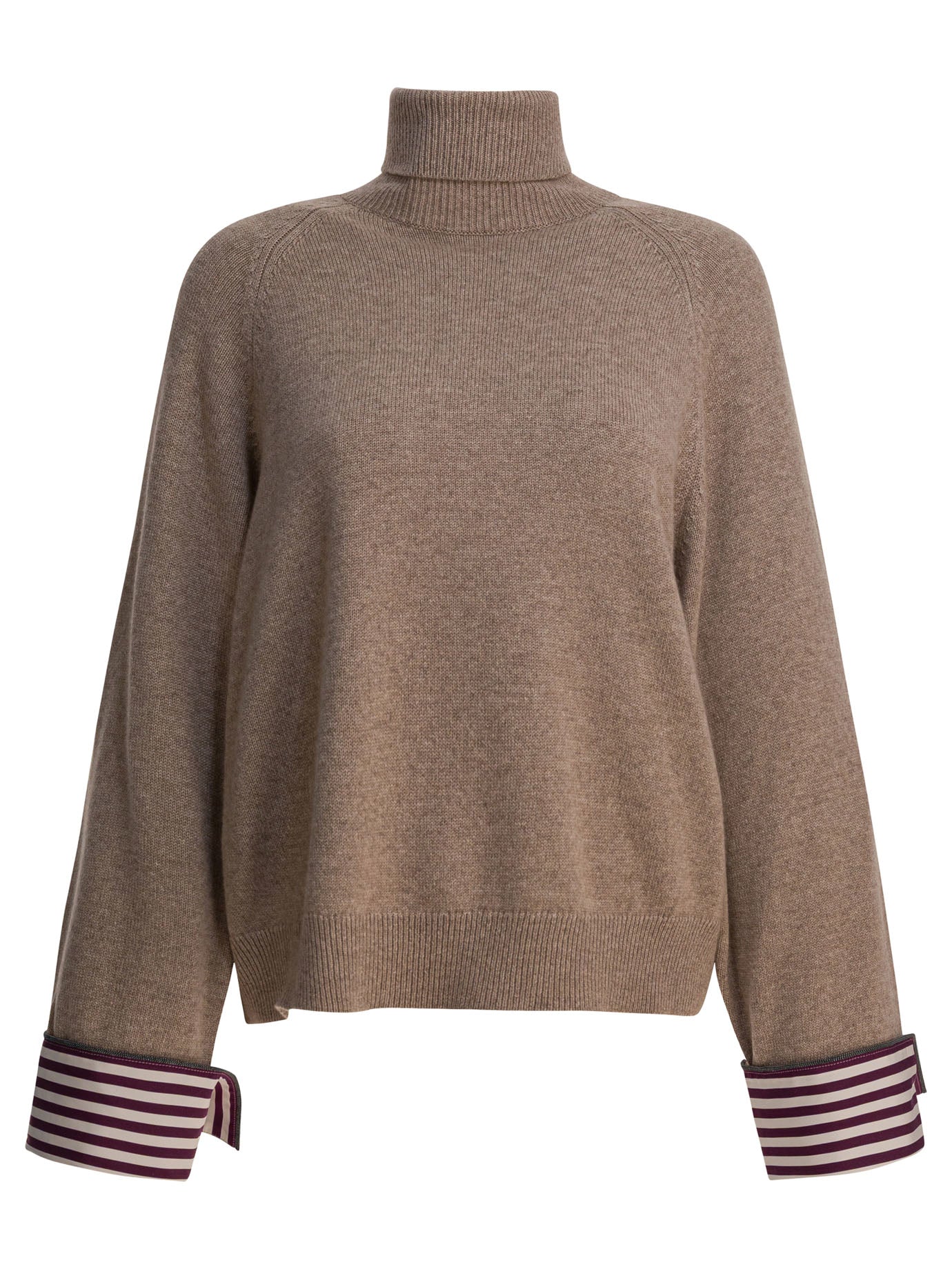 Brunello Cucinelli Rollkragenpullover mit glänzenden Hemddetails – Balardi