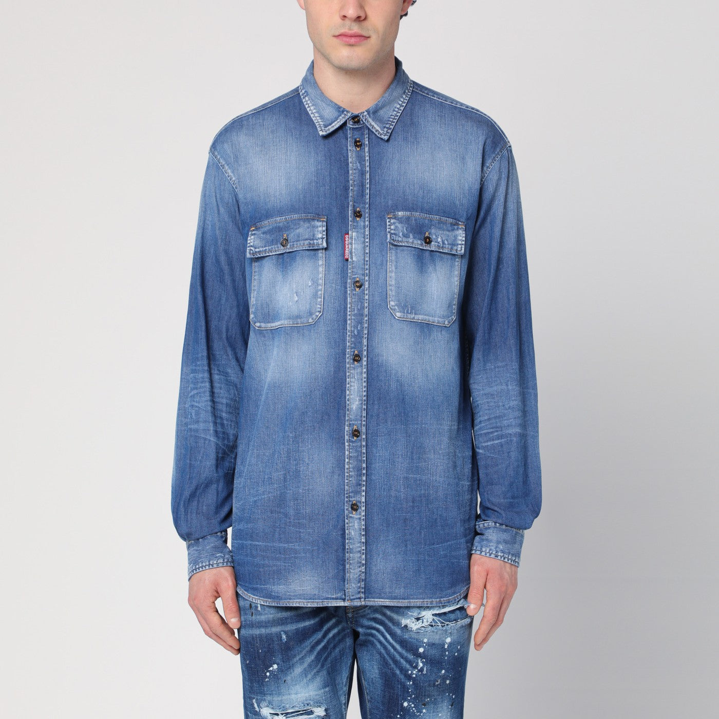 Dsquared2 Blue Washed Denim Shirt – Balardi