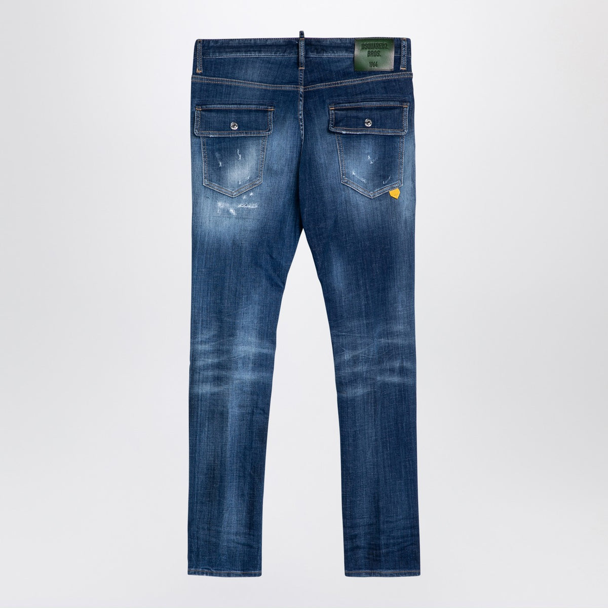 Dsquared2 Navy Blue Washed Denim Jeans With Wear | Balardi