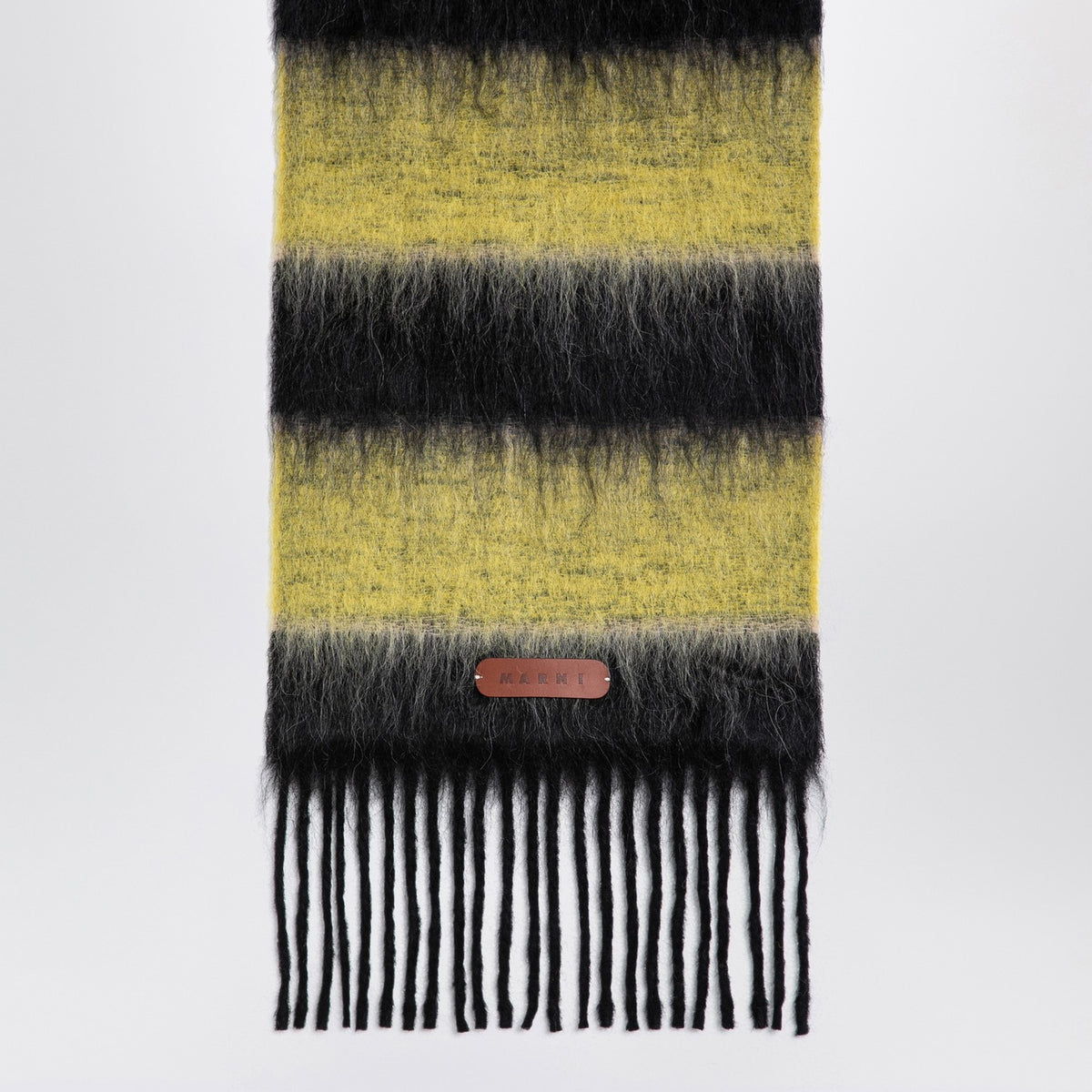 Marni Black/Yellow Striped Wool Blend Scarf | Balardi