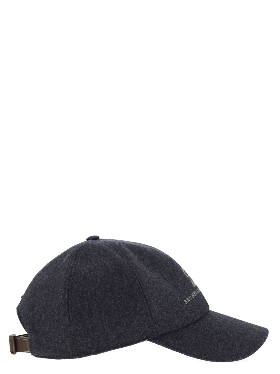 Brunello Cucinelli Virgin Wool Flannel Baseball Cap With Embroidery ...