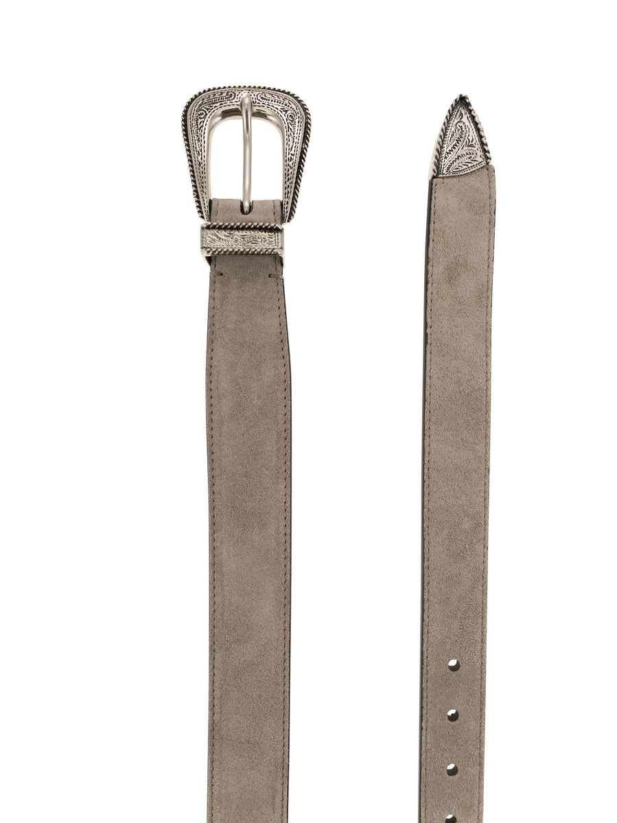 Brunello Cucinelli Inverted Leather Belt With Machined Buckle And ...