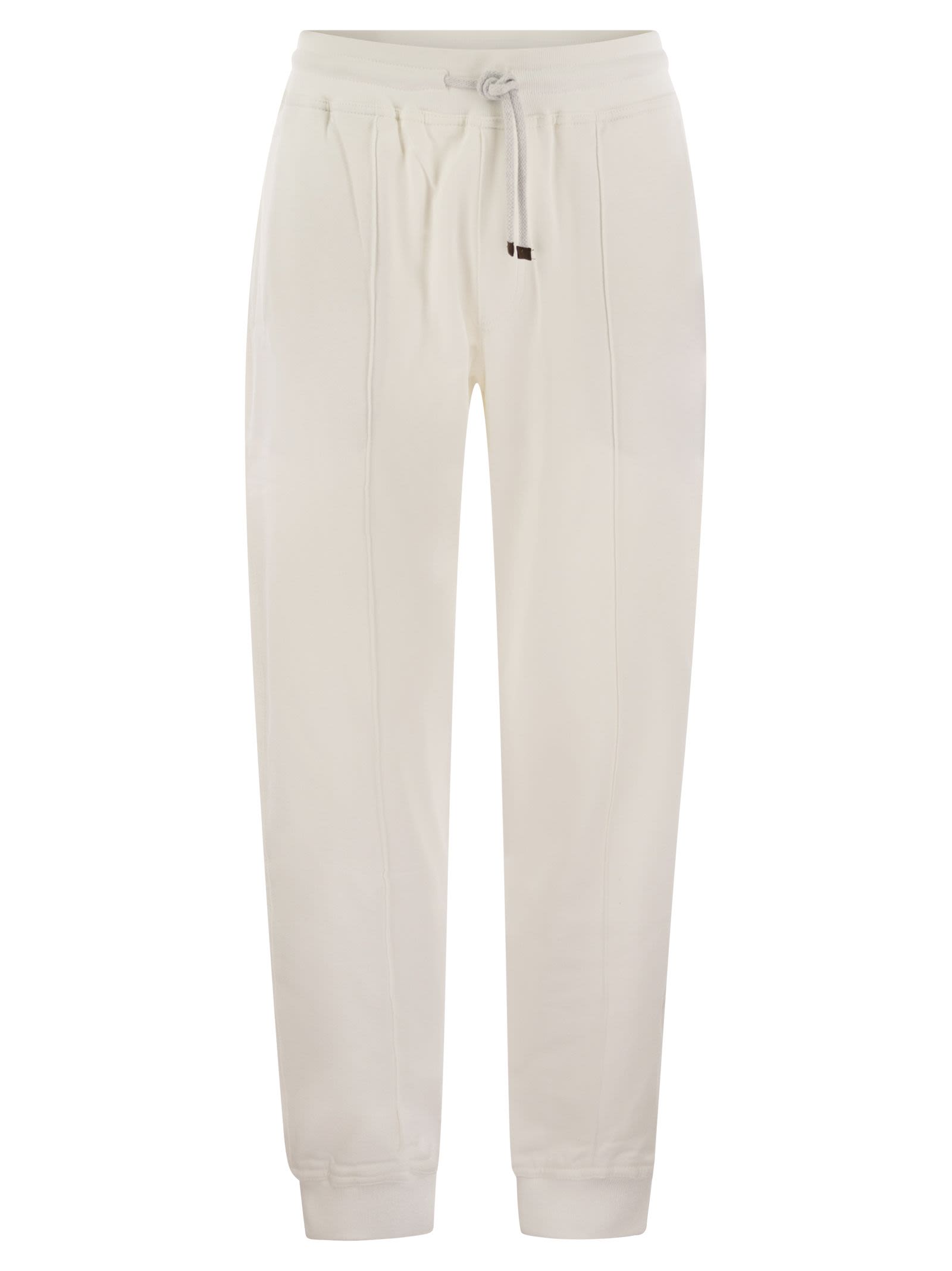 Brunello Cucinelli Cotton Fleece Trousers With Crête And Elasticated H ...