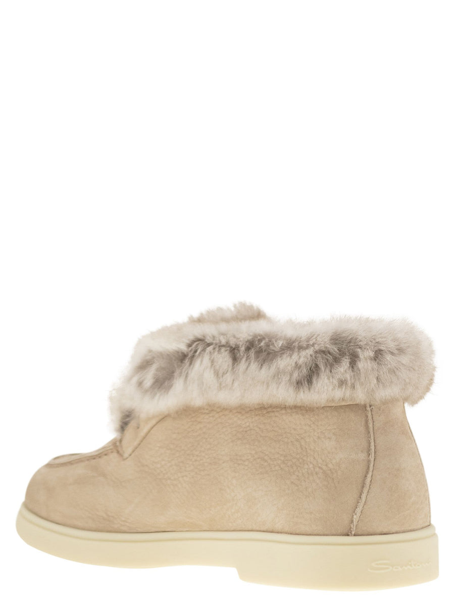 Santoni Desert Boot In Nubuck With Fur | Balardi
