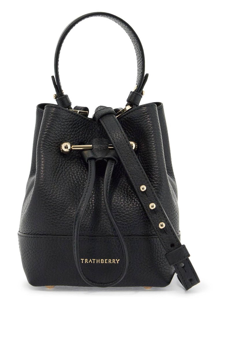 Strathberry Black Calfskin Bucket Bag With Hammered Finish And ...