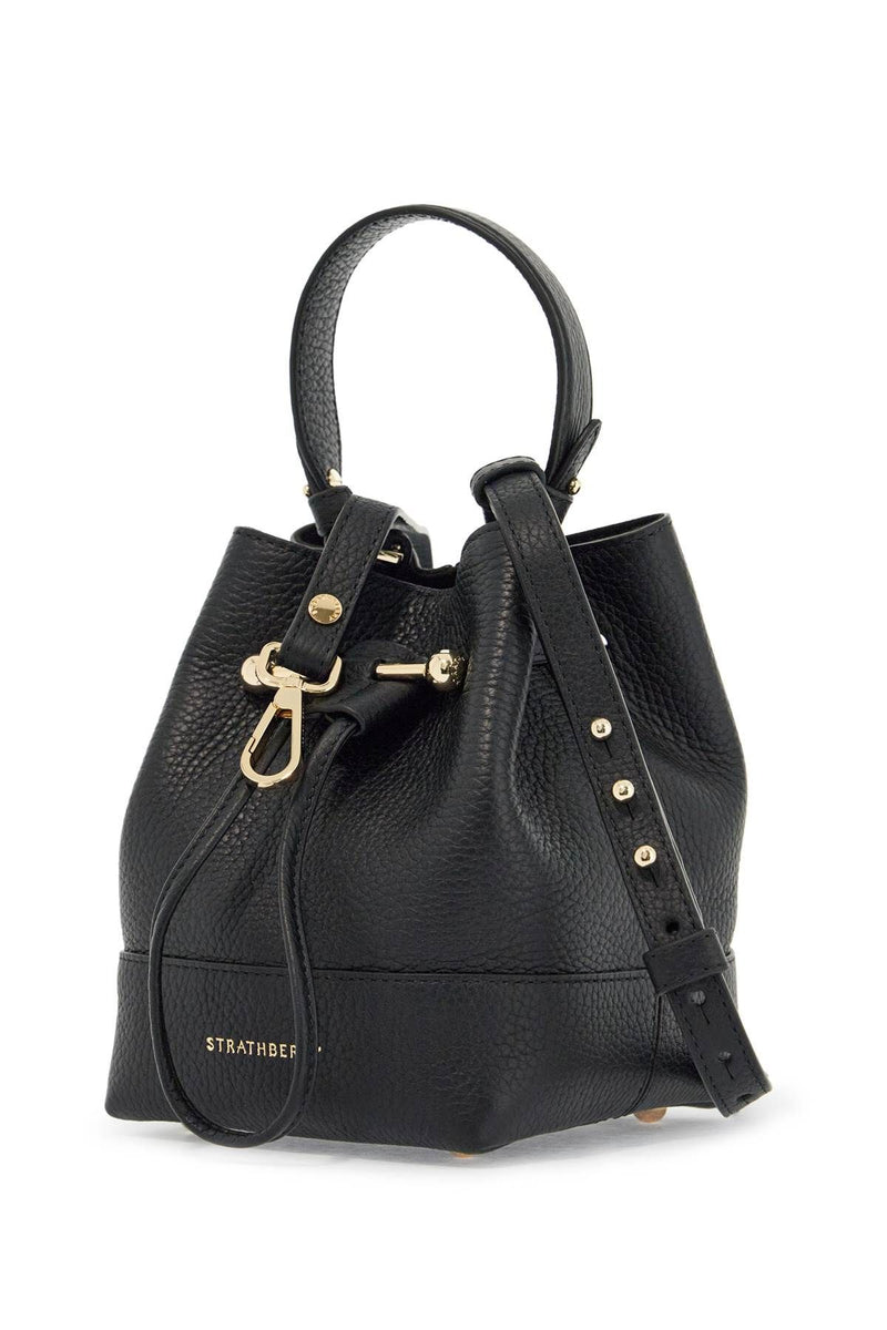 Strathberry Black Calfskin Bucket Bag With Hammered Finish And ...