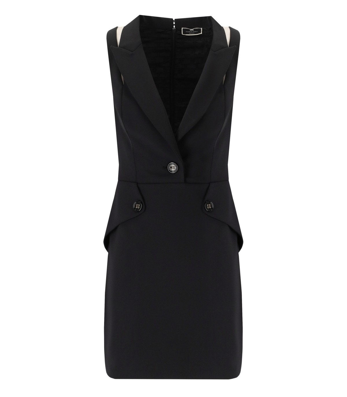 Elisabetta Franchi Black Mini Dress With Flaps – Balardi