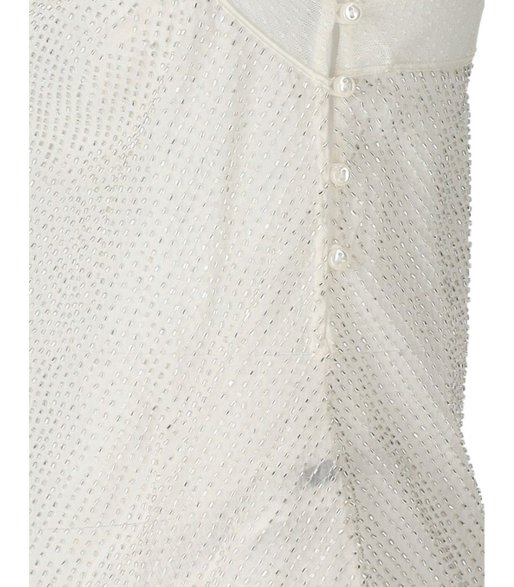 Elisabetta Franchi Ivory Beaded Top | Balardi