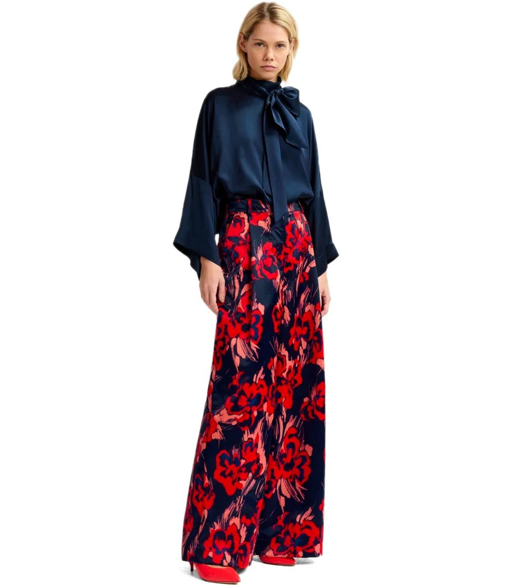 Essentiel Antwerp Gazpacho Blue And Red Wide Leg Trousers | Balardi