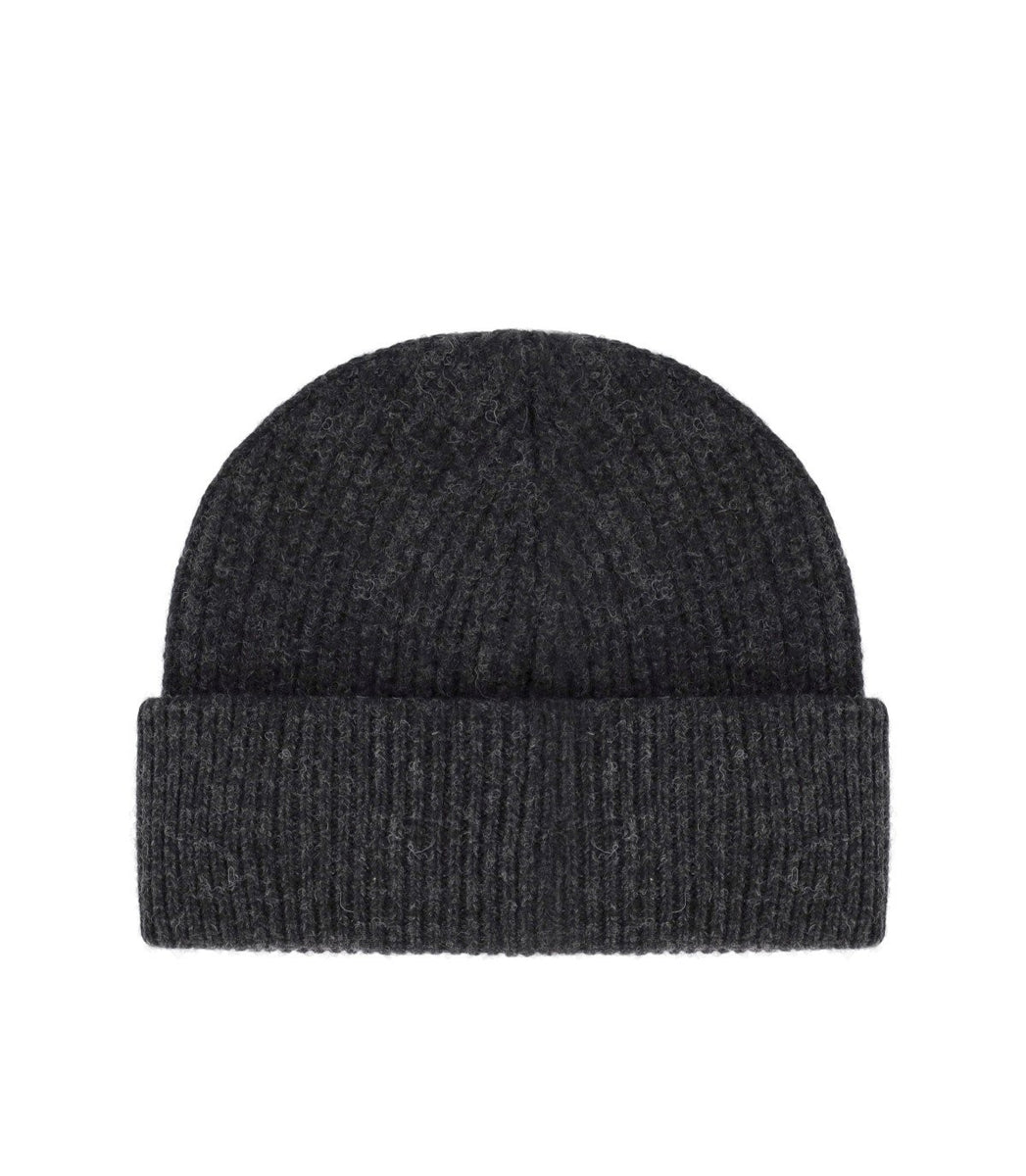 Ganni Dark Grey Ribbed Beanie | Balardi