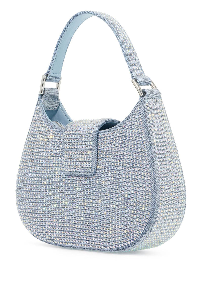 Self Portrait Mini Crescent Denim Bag With Rhinestones | Balardi