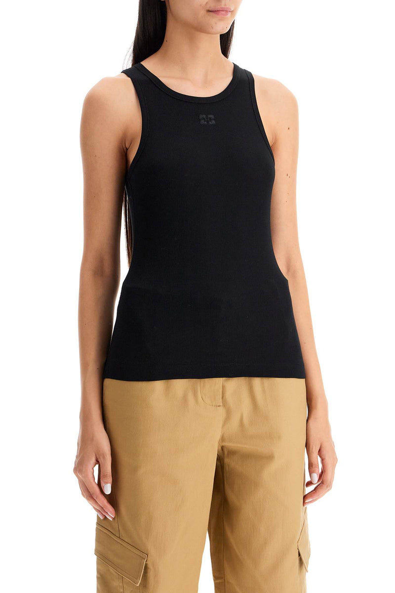 Ganni Ribbed Tank Top With Spaghetti | Balardi