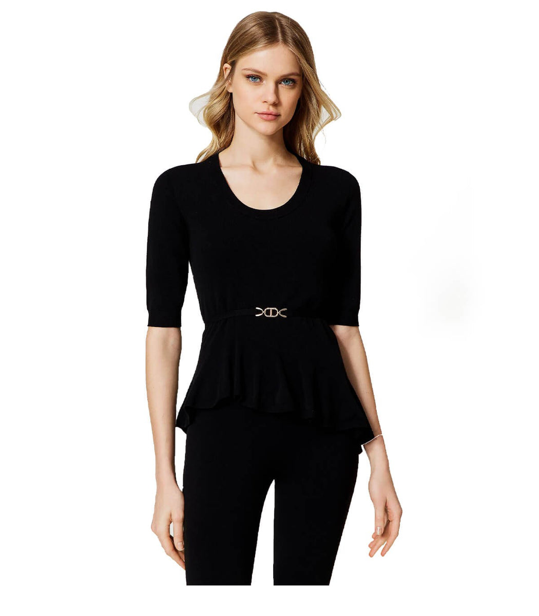 Twinset Black Jumper With Belt | Balardi