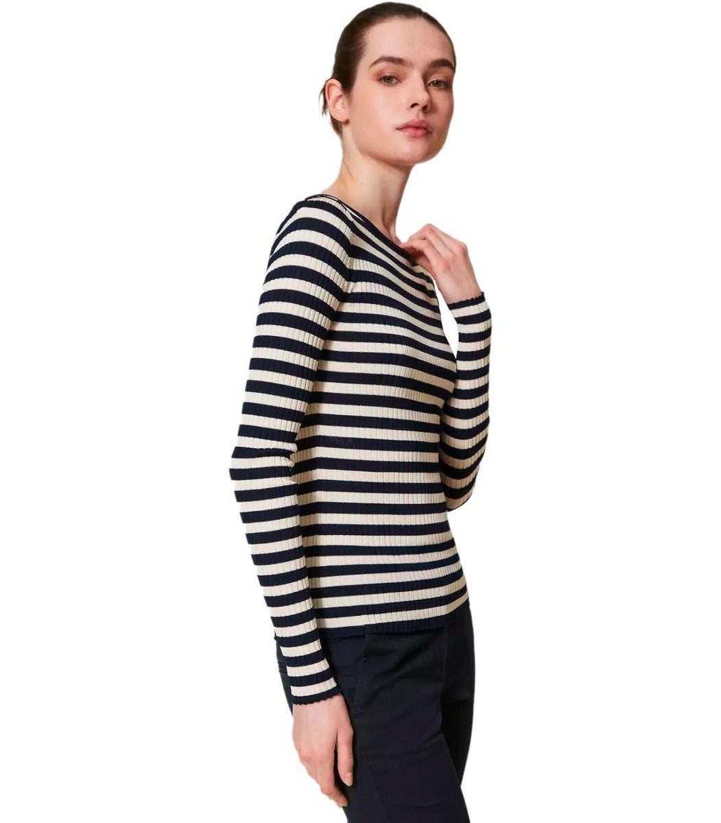 Twinset Blue White Striped Jumper | Balardi