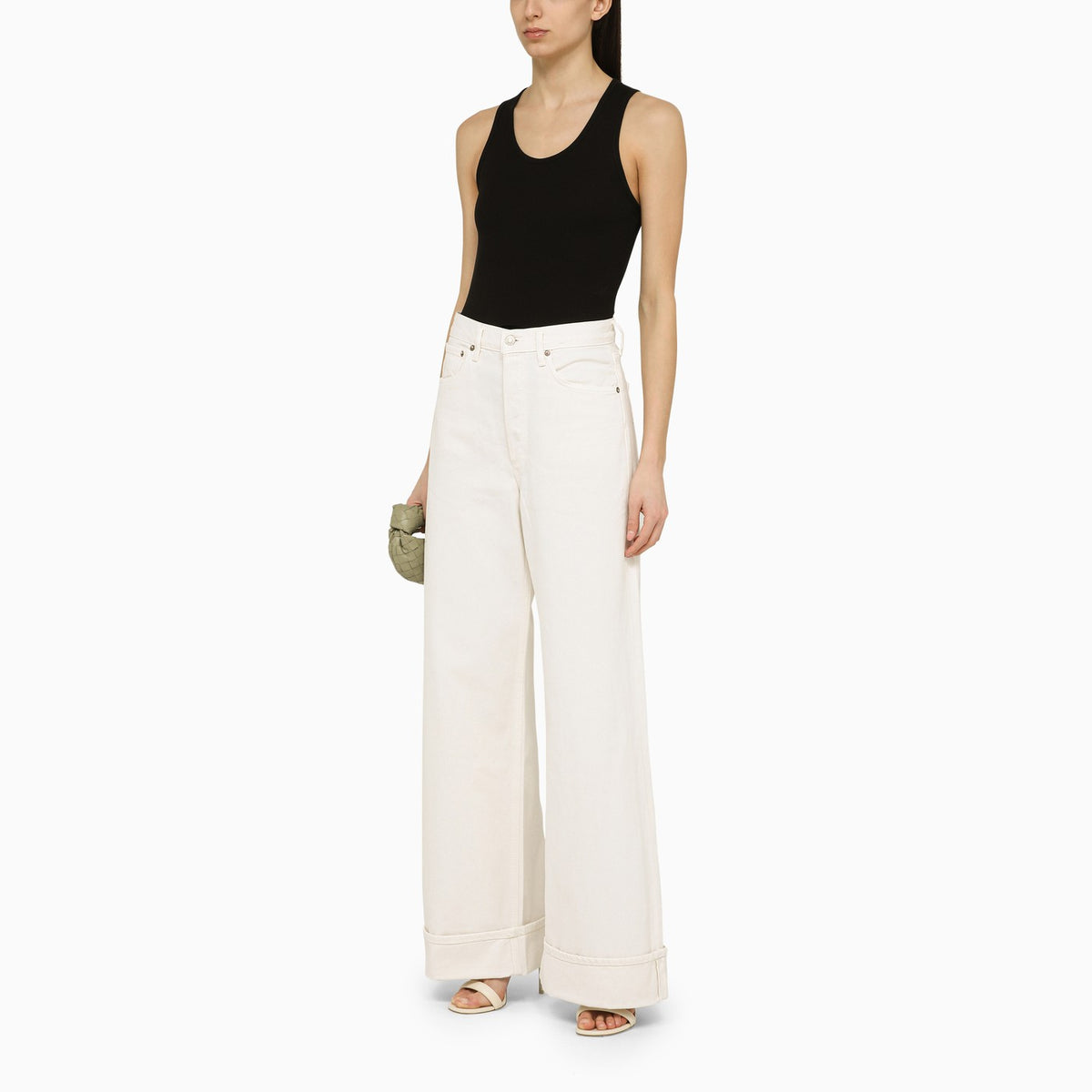 Agolde White Denim Flared Jeans | Balardi