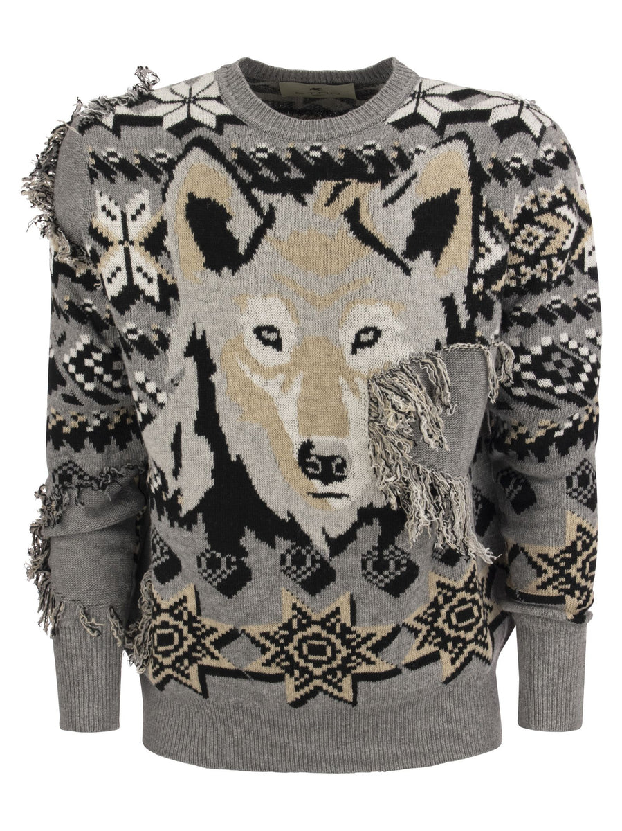 Etro Jacquard Jumper Inlaid With Wolf | Balardi