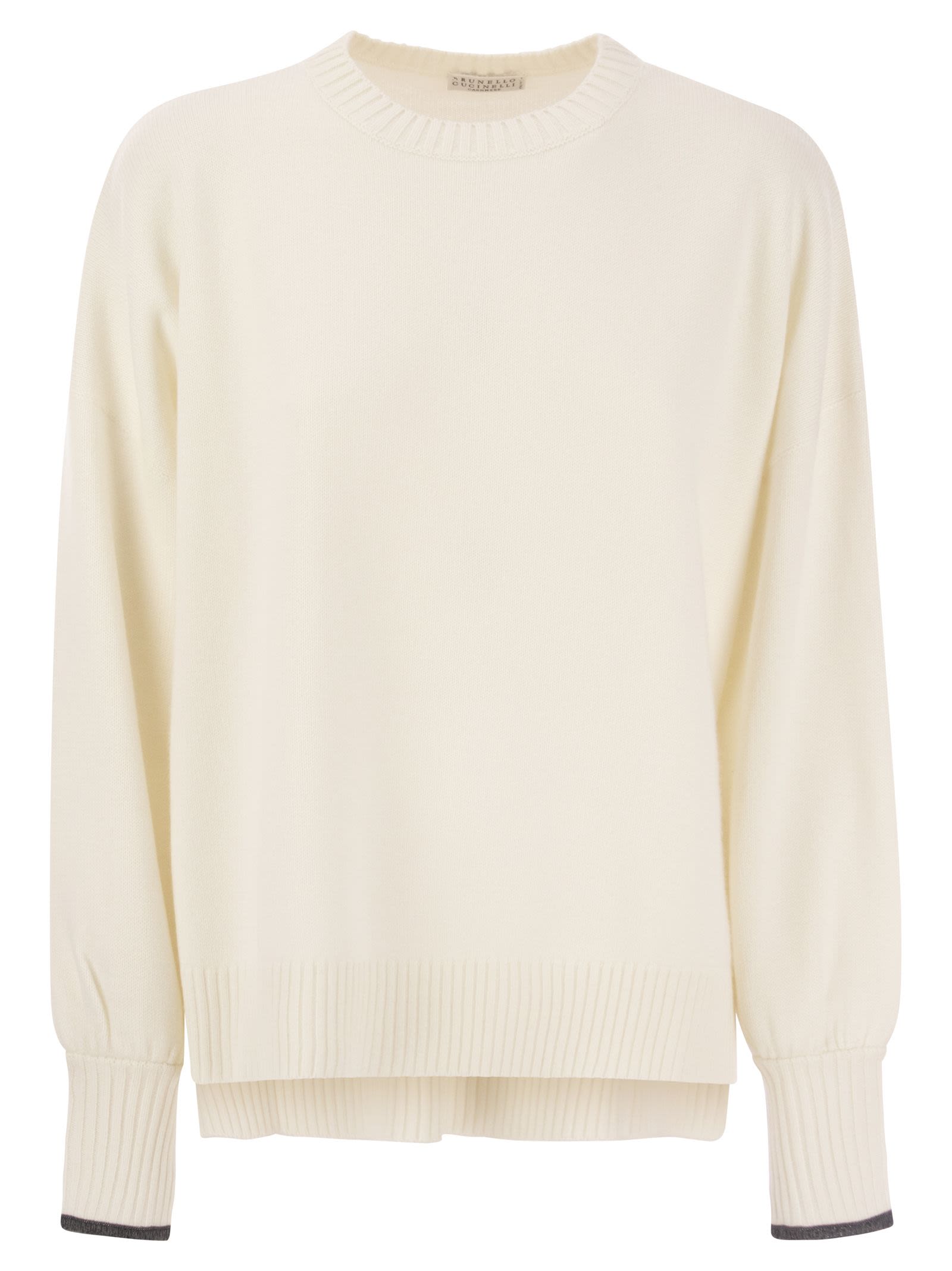Brunello Cucinelli Cashmere Knit With Shiny Contrast Cuffs – Balardi