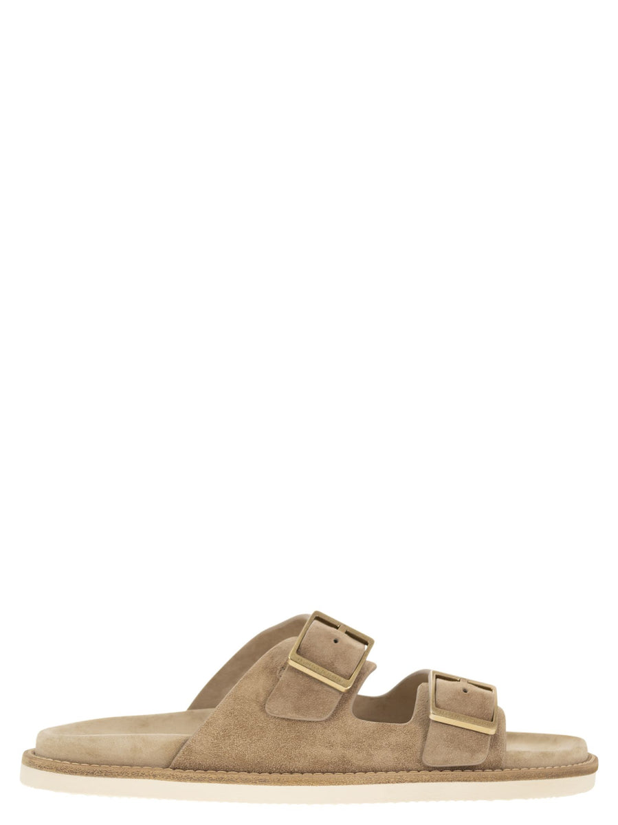 Brunello Cucinelli Urban Slides In Washed Suede | Balardi