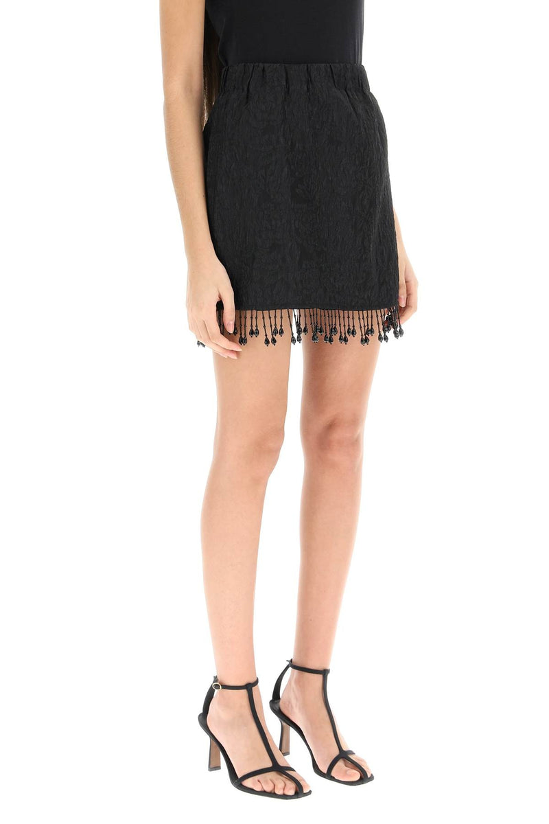 Ganni Jacquard Mini Skirt With Bead Fringes | Balardi